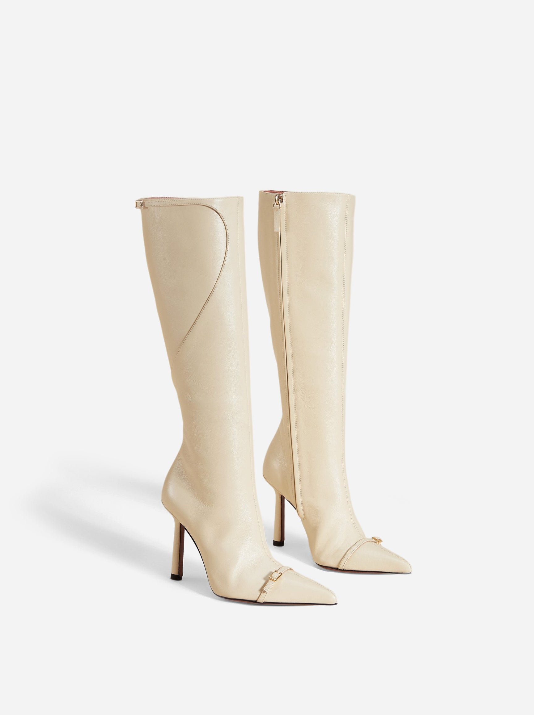 Knee High Pointy Toe Boots Vanilla by Manu Atelier