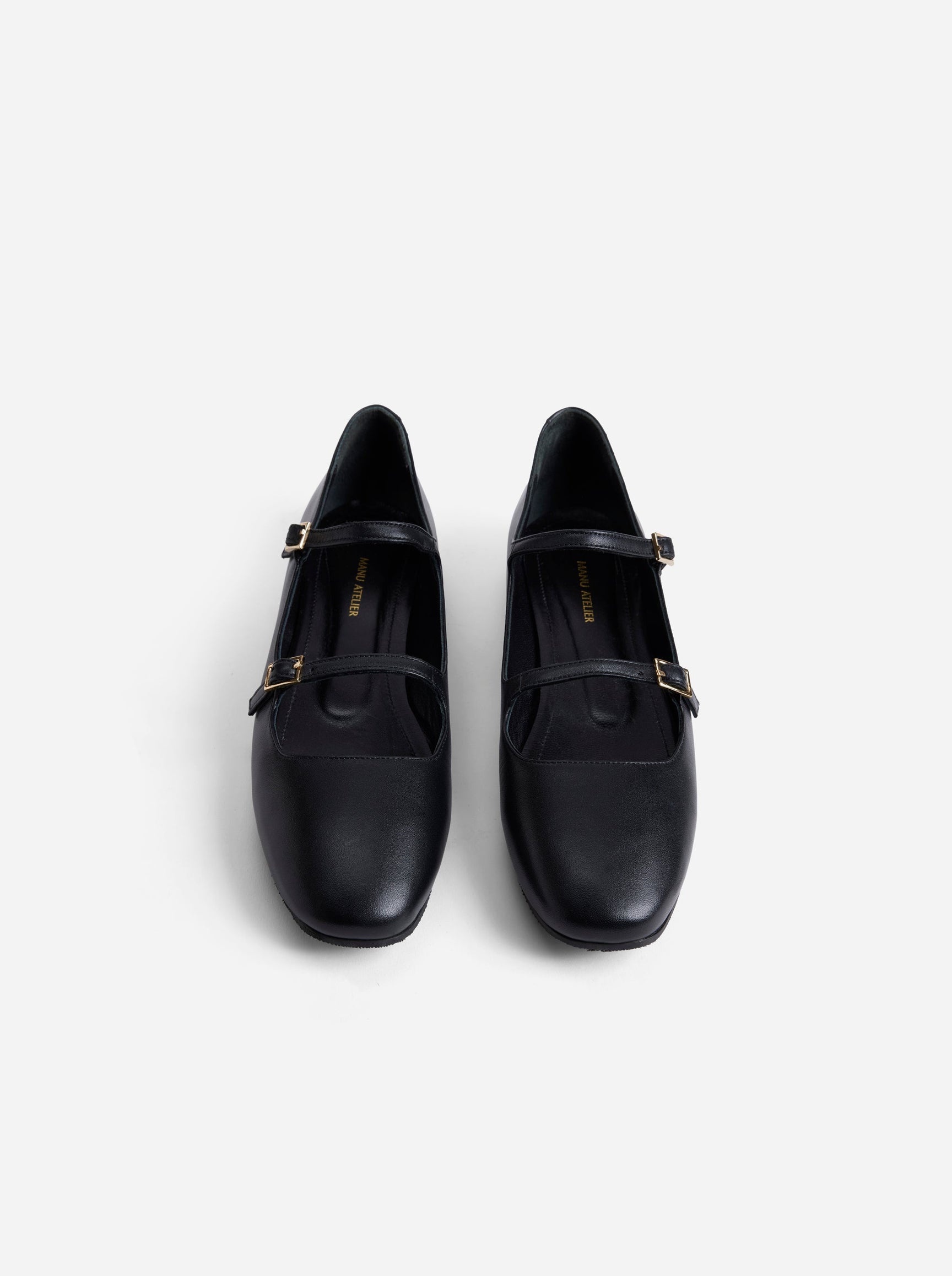 Manu Ballet Flats With Double Belt Black Soft by Manu Atelier